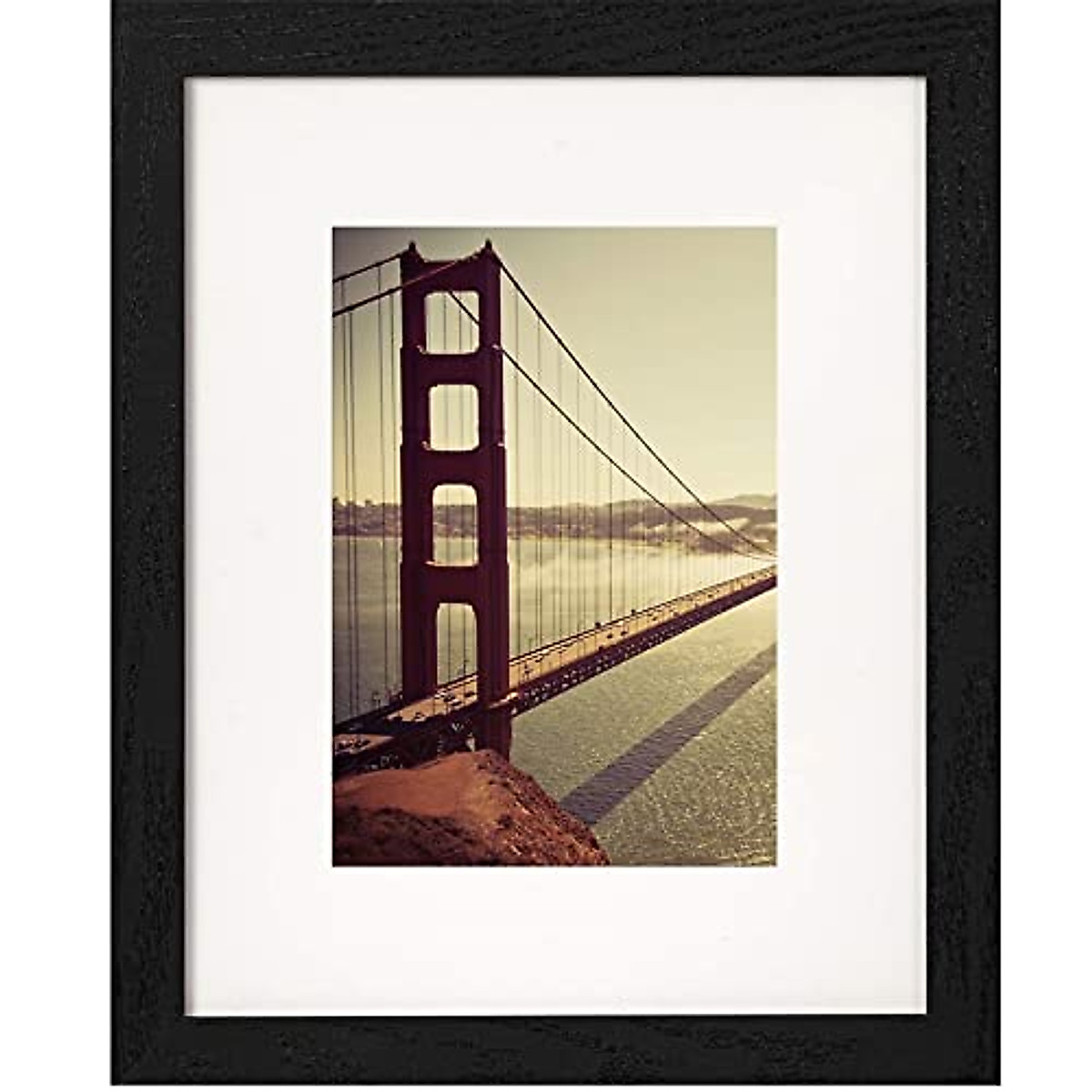BAIJIALI 8x10 Picture Frame Black Wood Pattern with HD Plexiglass,Display Pictures 5x7 with Mat or 8x10 Without Mat, Horizontal and Vertical Formats for Wall and Table Mounting