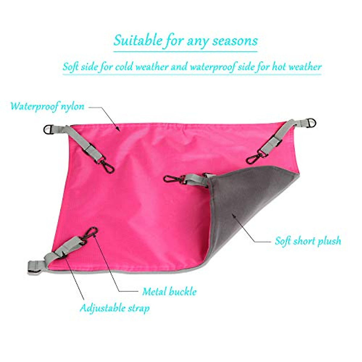 Hanging Cat Hammock, Pet Hammock for Cage, Adjustable Cat Bed Two Sides Comfortable/Waterproof Resting Sleepy Pad for Cats Small Dogs Rabbits or Other Small Animals (Black) (Black, 22 x 16.5)