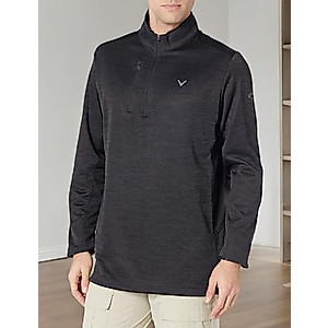 Callaway Men's Weather Series Dual Action Aquapel Block Swing Tech 1/4 Zip Golf Pullover, Black Grey Heather, X Large