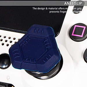 Playrealm FPS Thumbstick Extender & Texture Rubber Silicone Grip Cover 2 Sets for PS5 & PS4 Controller (UFO Blue)