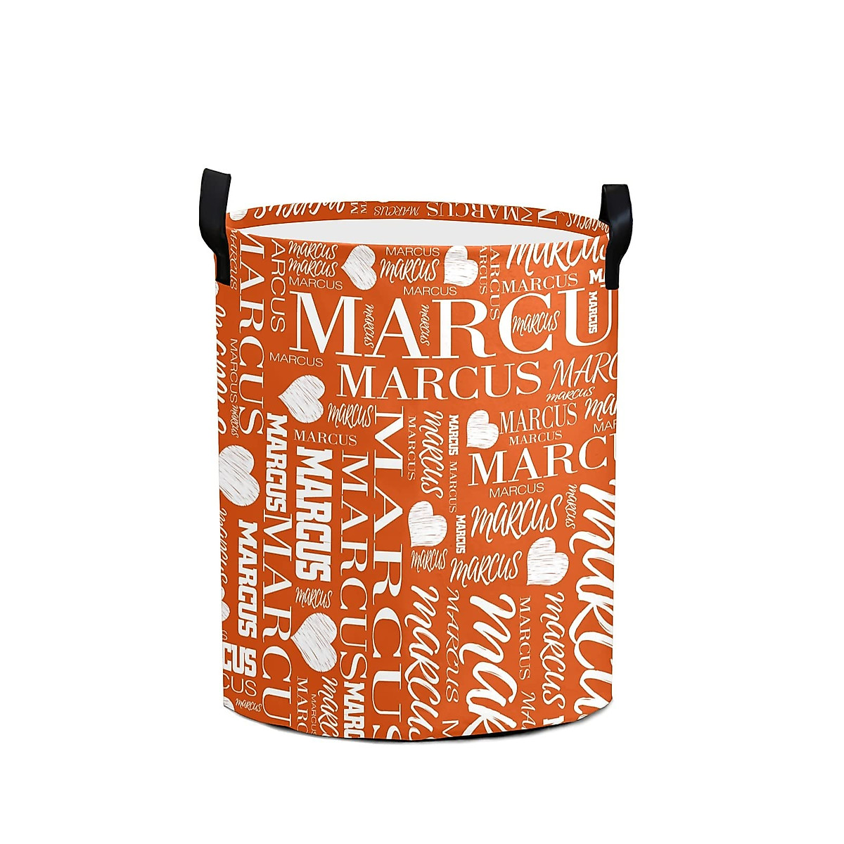 Personalized Storage Basket Custom Laundry Hamper Dirty Clothes Basket Collapsible Laundry Basket with Handle for Bathroom Living Room Bedroom (Dark Orange)