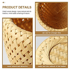 OKUMEYR Bamboo Tea Basket with Lid Round Rattan Storage Jar Wicker Storage Baskets Woven Storage Canister Sticky Rice Steamer Baskets Snacks Fruit Basket Bamboo Weaving Steamer