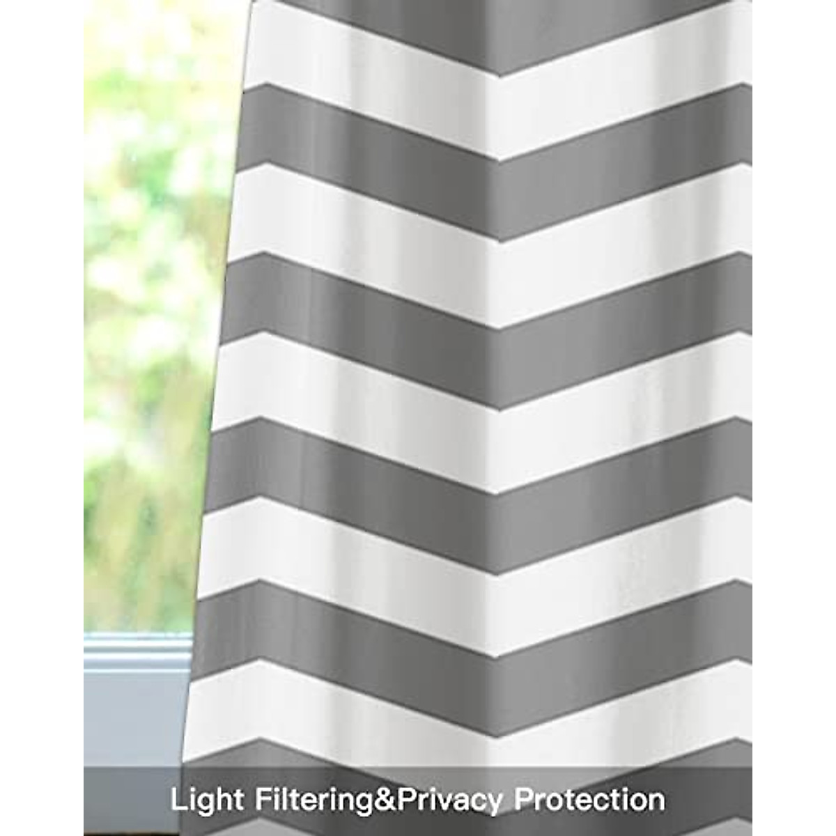 Artwork Store Valances Windows Curtain Simple Chevron Zig Zag Gary and White Ripple Kitchen Valances Rod Pocket Window Treatment Short Curtains Valance for Window 1 Panel,42 by 18 inches