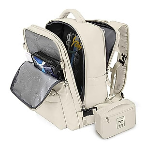 winspansy Carry on Backpack,Travel Backpack for Women Men Airline Approved Personal Item Size Hiking Gym Backpack Weekender Casual Daypack Backpack Waterproof Bag with Shoe Compartment, Beige