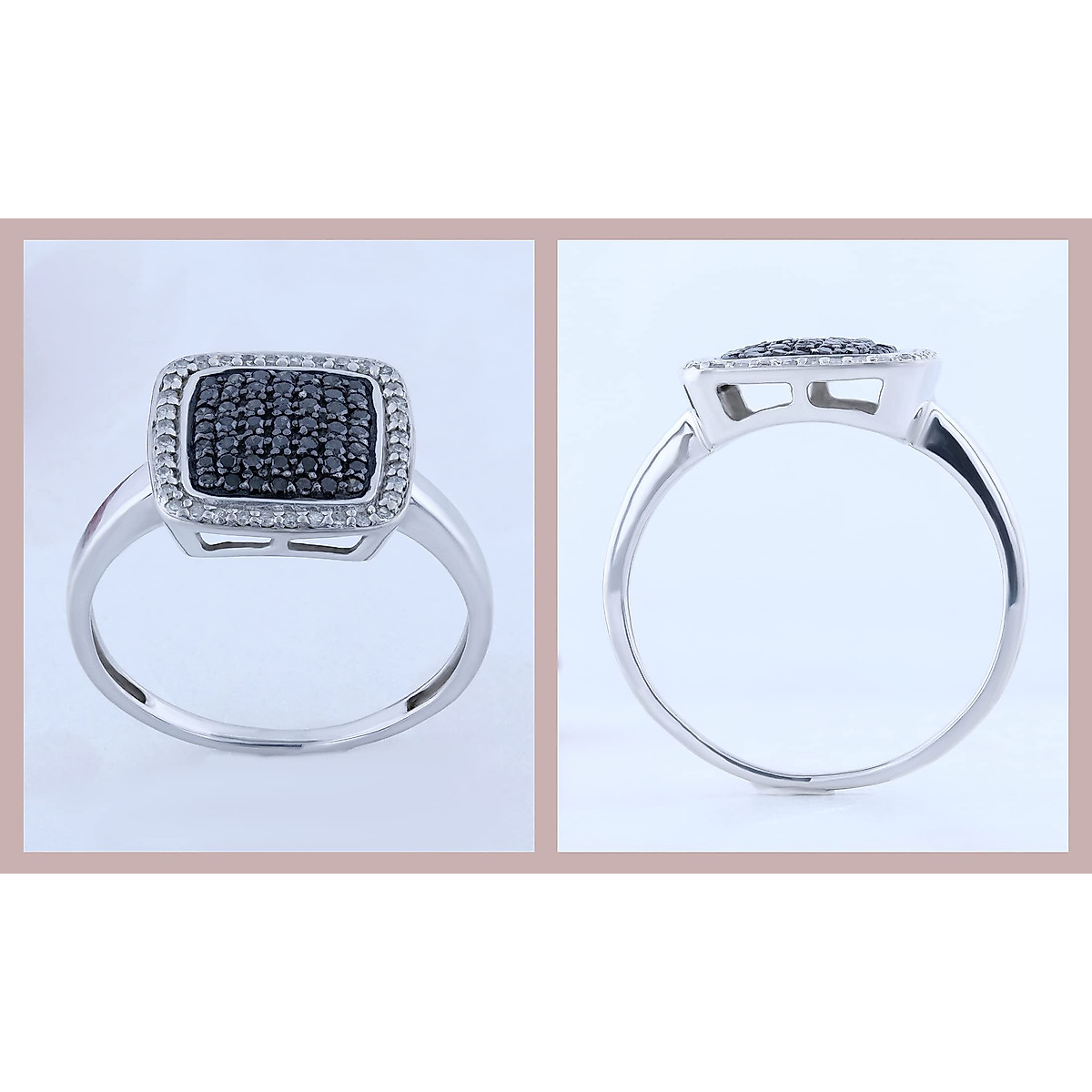 Dazzlingrock Collection 0.50 Carat (ctw) Sterling Silver Round Black & White Diamond Women Cocktail Ring 1/2 CT, Size 8