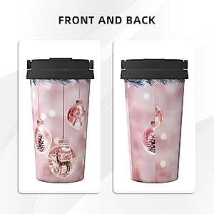 WANGXUEE Red Christmas Ball Print 500ml Stainless Steel Travel Tumbler Double Wall Vacuum Insulated Coffee Mug