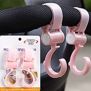 Stroller Hooks Multi Purpose Hook Hanger Clips for Diaper Bags,Purses,Shopping Bags,Perfect Stroller Accessory for Free Your Hands (Pink)