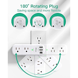 Wall Outlet Extender, Surge Protector with USB Smart Charging