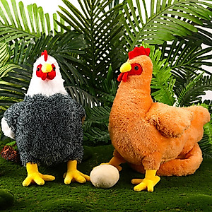 Civaner 2 Pcs 12 Inch Buffy The Hen Chicken Stuffed Animal Gift Cute Chicken Plush with Eggs Large Chicken Plush Valentine's Day Gift Easter Party Favor for Kids Women Birthday Supplies