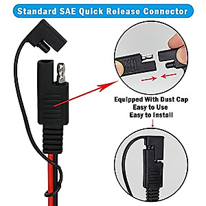 PNGKNYOCN SAE to Battery Alligator Clip 12V 16AWG Wire Harness SAE with Switch Quick Release Adapter to Alligator Clips Quick Disconnect Cable（2M）
