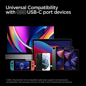 Spigen [USB-IF Certified USB 4 Cable 2.6ft for Thunderbolt 4 3 Cable,100W Charging 40Gbps Data Transfer 8K Video Type C for MacBook iPad M2 M1 Pro Air Galaxy S23 S22 Ultra Plus Mac Mini External SSD