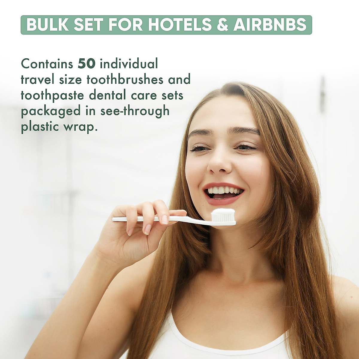 Diversified Hospitality Bulk Disposable Hotel Toothbrush with Toothpaste Dental Kit | Individually Wrapped for Hotels & Vacation Rentals | Case of 50