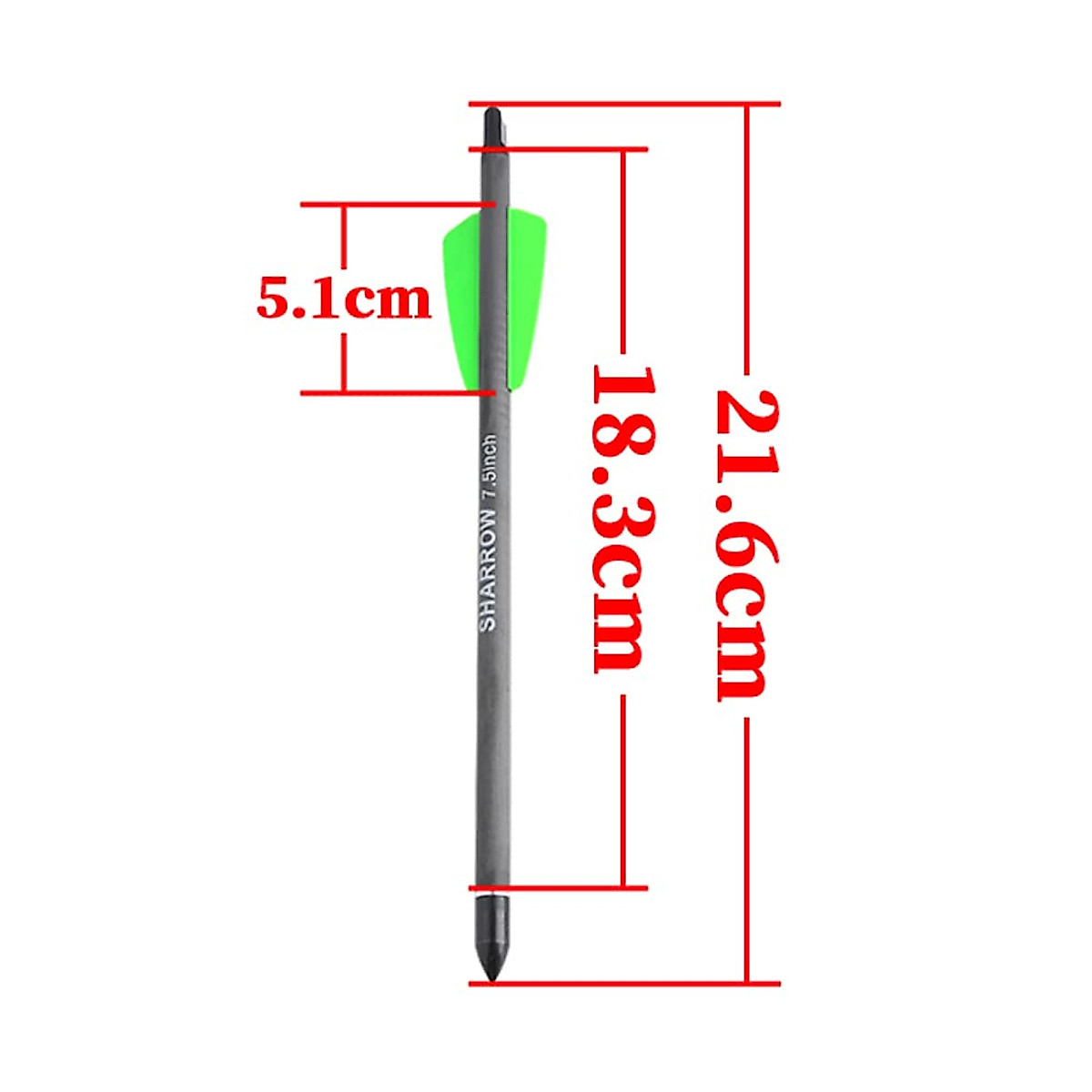 SHARROW Carbon Crossbow Bolts 7.5 Inch Hunting Archery Carbon Arrows with 2" Vanes Replaced Arrowhead Tip for Bow Shooting Practice Outdoor Hunting (Pack of 6/12) (6pcs Arrows)