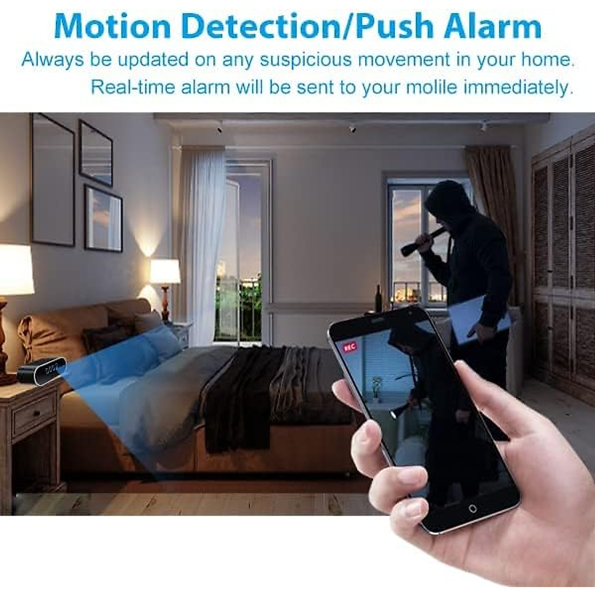 Pomocuty Hidden Camera Clock WiFi Mini Spy Cameras with Video Wireless Small Nanny Cams HD 1080P Indoor Camera for Home/Office Security