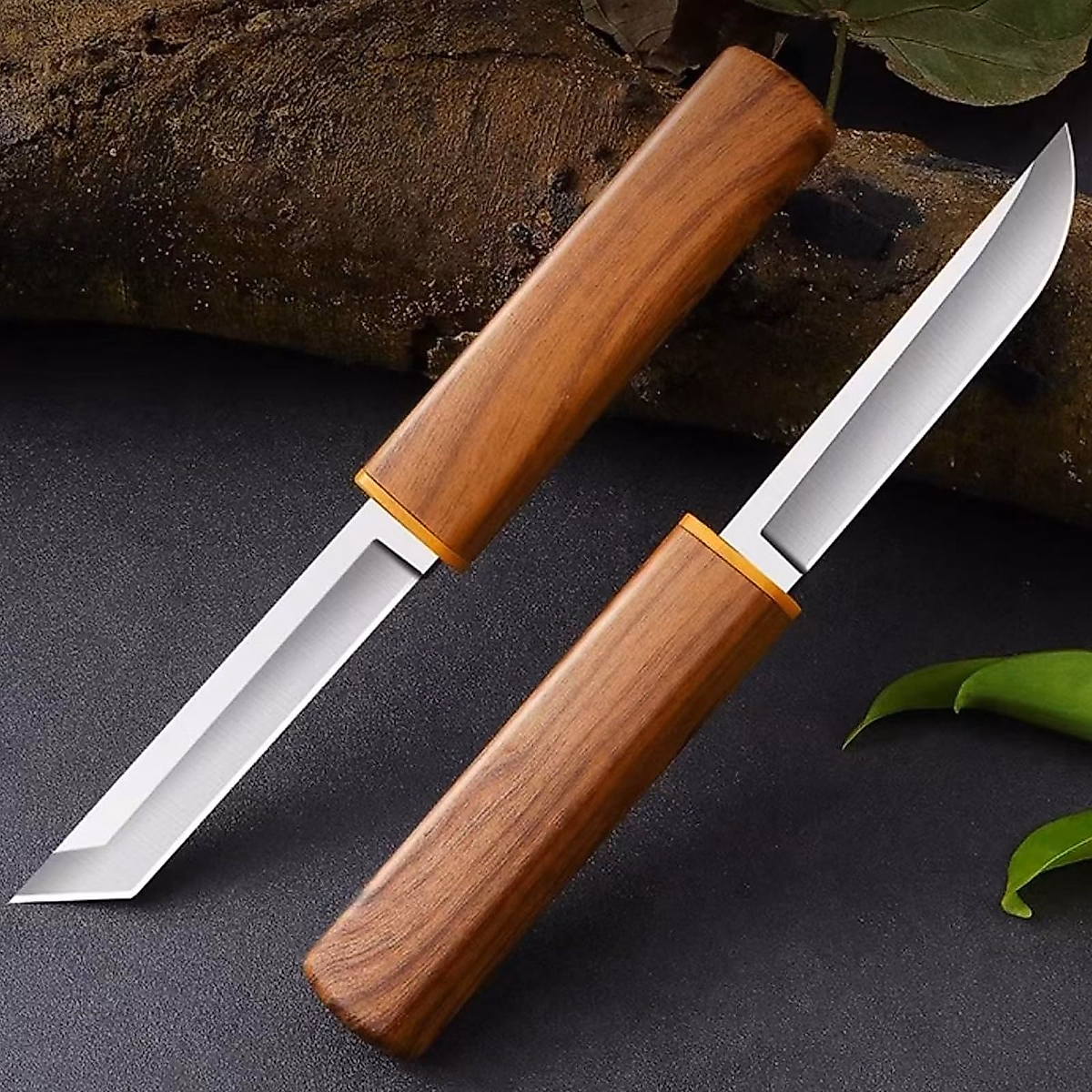 UNROEVS 2-Piece Kitchen knife Set,Double-edged Knife with Stainless Steel Paring Knife,Ultra Sharp Kitchen Knife,Portable Compact Knives for Camping,Hiking.