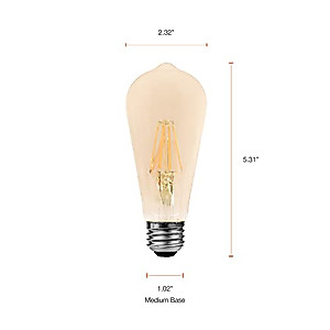Sylvania LED Vintage Filament ST19 Light Bulb, 40W = 4.5W, 380 Lumens, Dimmable, Amber Glow - 4 Pack (40328)