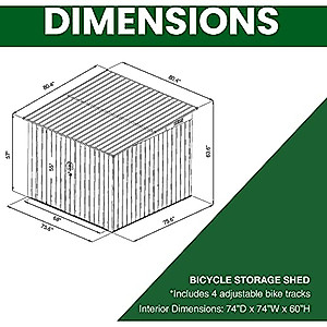 Hanover Galvanized Steel Bicycle Storage Shed with Slope Roof and Twist Lock and Key in Dark Gray, Stores up to 4 Bikes