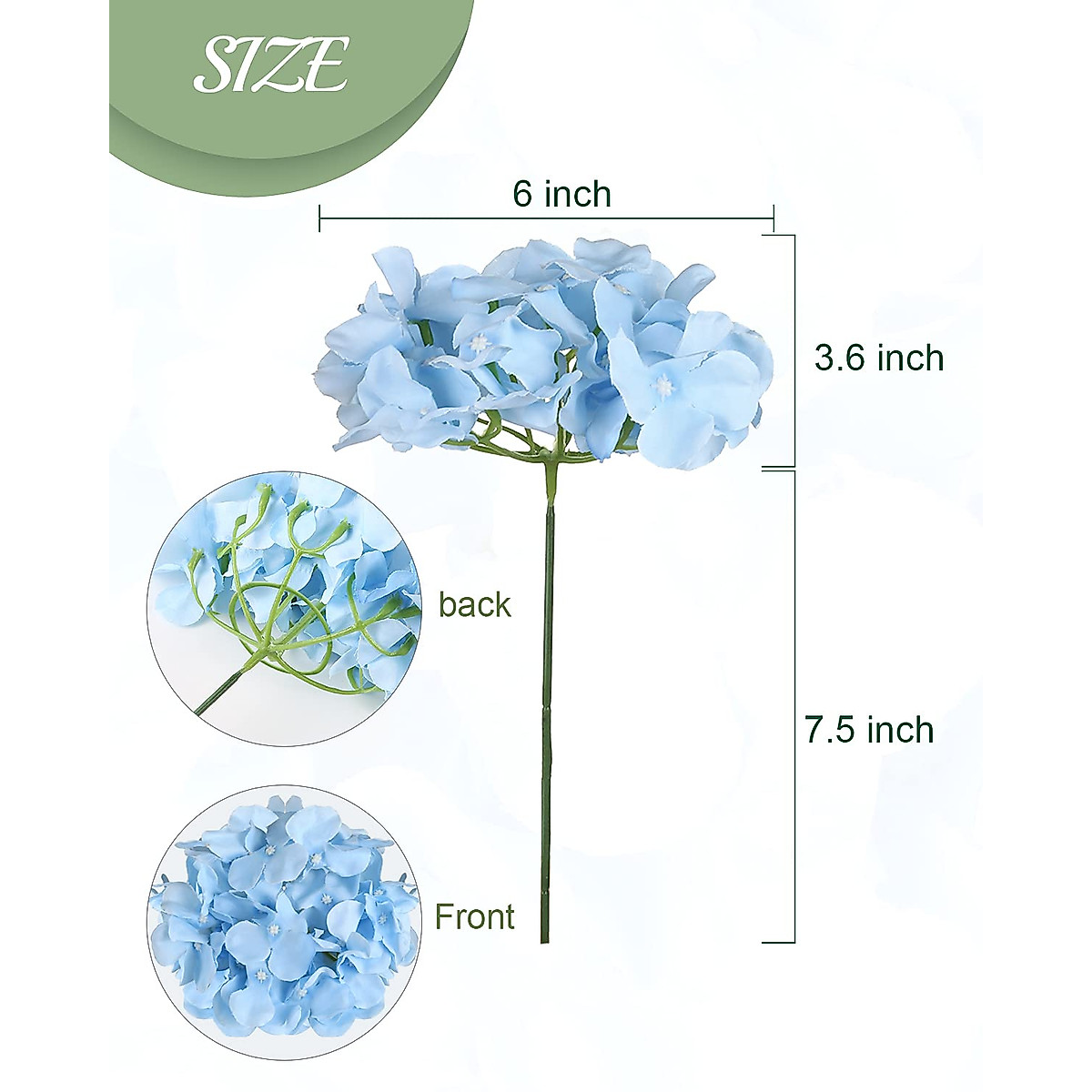 Auihiay 18 Pieces Hydrangea Artificial Flowers Silk Hydrangea Flowers Heads with Stems for Home, Garden, Wedding, Baby Shower, Party Decorations (Blue)