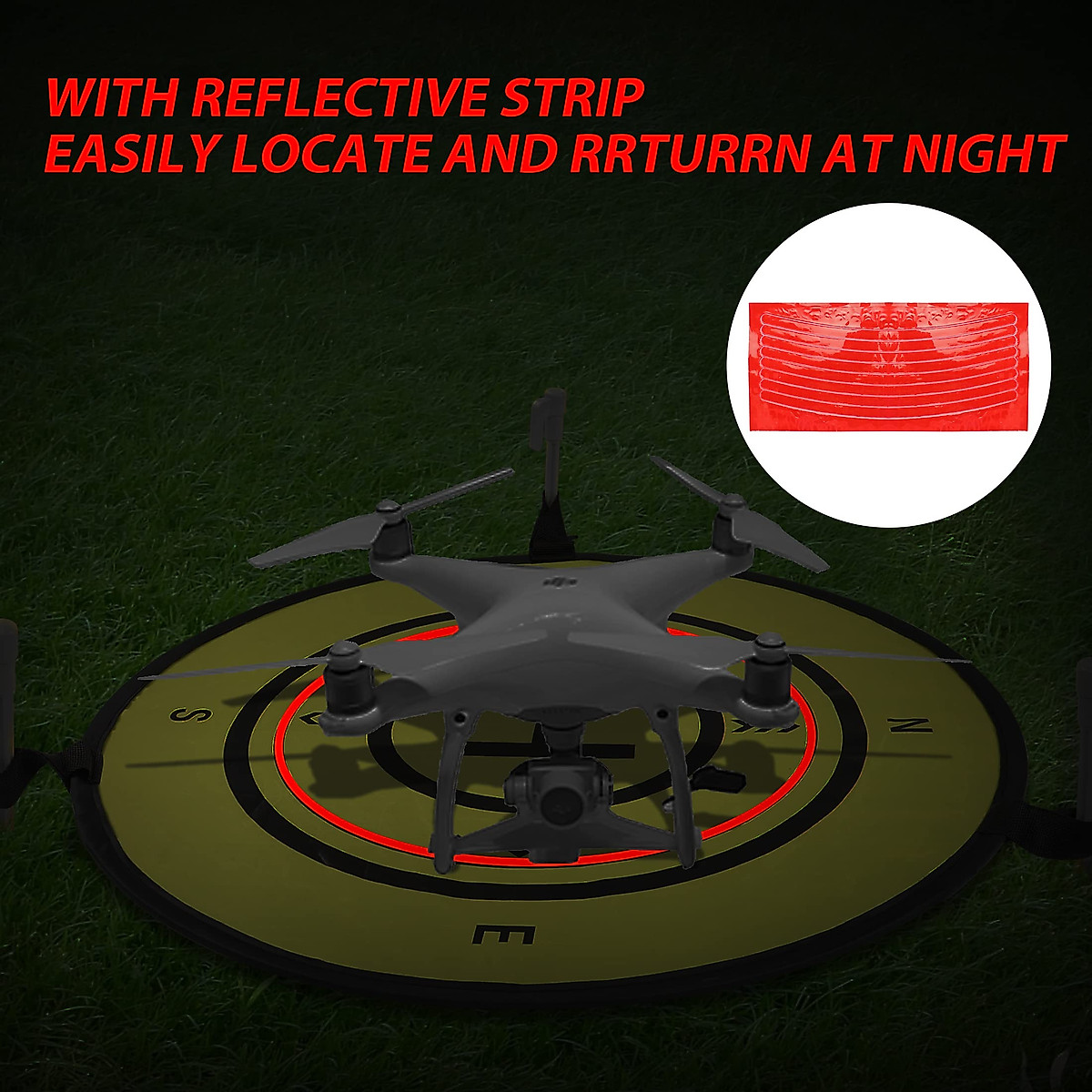 YAODHAOD Drone Landing Pad,54CM （21in）Universal Portable Luminous Waterproof Foldable Helipad for DJI Air 2S/Mavic Mini 2/Mavic Air 2/Mavic 2 Pro/Zoom/FIMI X8SE/DJI FPV Drone