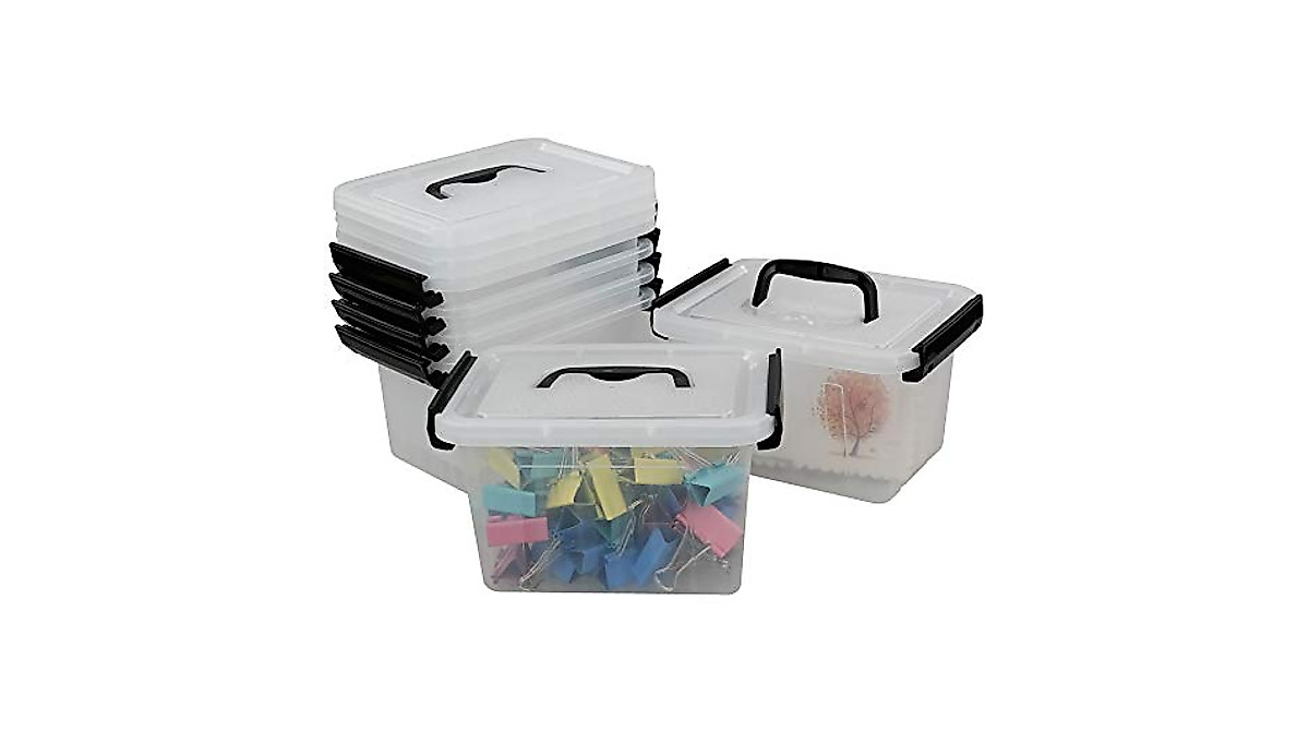 Anbers Clear Storage Boxes with Lids - 3 Quart, Set of 6