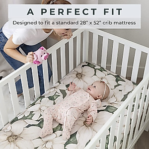 Pobibaby Premium Sheets Zephyr (Single Magnolia Crib Sheet)