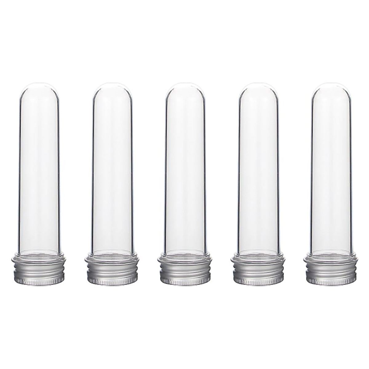 ccHuDE 5 Pcs Clear Plastic Test Tubes Transparent Test Bottles Party Favor Candy Tubes Bath Salt Vials Seed Beads Storage Tubes with Caps for Small Items 30ml