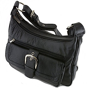 Womens Genuine Leather Shoulder Bag Tote Organizer Purse Hobo Handbag Black