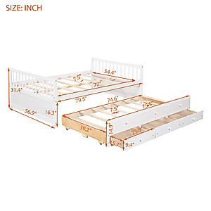 Harper & Bright Designs Full Size Daybed with Twin Size Trundle and 3 Storage Drawers, Wood Full Captain’s Bed with Trundle Bed, Full Platform Bed Great for Kids Guests Sleepovers (White)