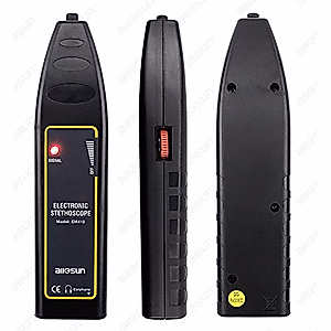 allsun Ultrasonic Air Leak Detector Automotive Listening Device Stethoscope Mechanic Car Noise Finder Diagnostic Listening Device 100Hz~10kHz,Black