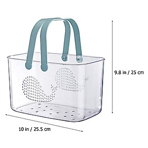 LALAFINA Loofah shower caddy basket Plastic Storage Basket Shower Organizer Bucket with Handle for Kitchen Dorm Bathroom Garden Cleaning Supplies Sky- blue Scrunchies