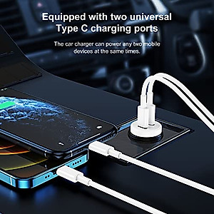 iPhone 11 12 13 14 Car Charger, 45W Dual Port USB C Power Delivery Fast Car Charging Adapter Plug with 2Pack 6ft Type C to Lightning Cable Cord for iPhone 14 Pro Max/13 Pro/12 Pro/12 Mini/11/iPad.