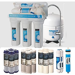 Bluonics 5 Stage Undersink Reverse Osmosis Drinking Water Filter System RO Home Purifier with NSF Certified Membrane and Solid Housings with 4 Years of Filter Supply - 15 Total Filters