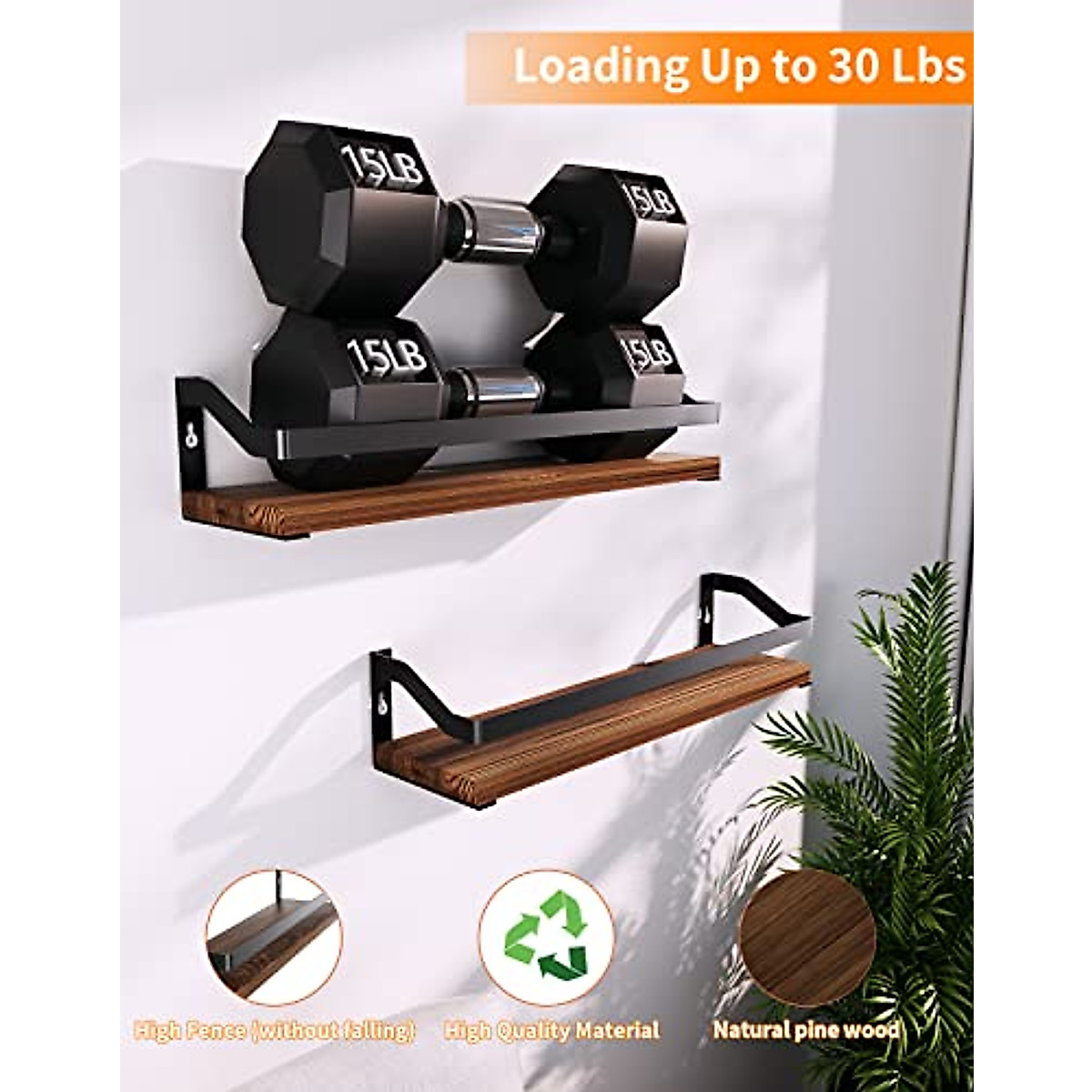 SWTYMIKI Spice Rack Wall Mount, 2 Pack Rustic Natural Wood Spice Rack Organizer for Cabinet, Hanging Spice Shelf for Kitchen Seasoning Organizer, Cabinet Organizer and Wall Storage