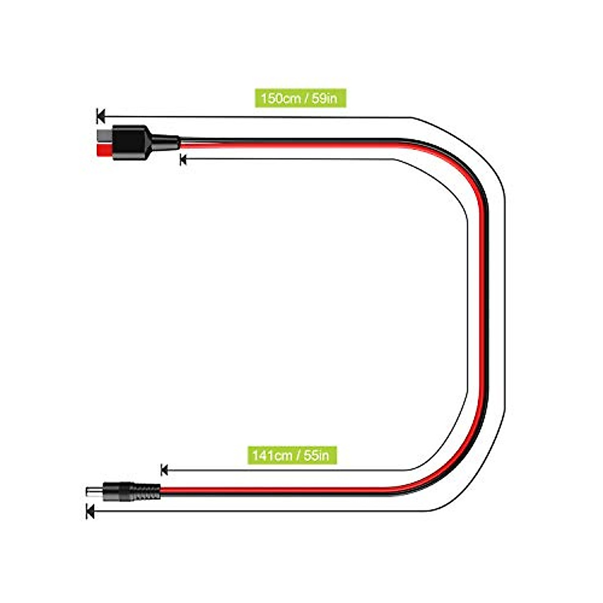 ALLPOWERS Solar Extension Cable with DC5525(5.5mm x 2.5mm) to Anderson Power Pole Port 1.5M 16AWG Solar Panels Kit Tools, Connector for Solar Panel to Portable Generator UPS Battery Backup