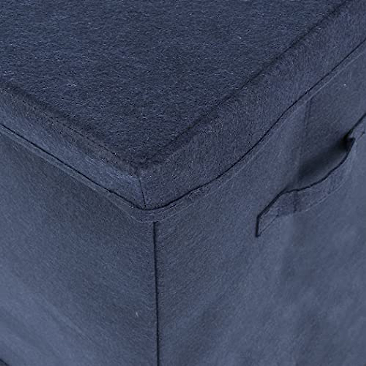 Navy Felt Toy Box; Collapsible; Two Handles; Hinged Lid; 22 in x 14.5 in x 15 in