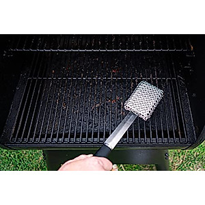 BBQ Dragon Chainmail Grill Brush and Scraper - Stainless Steel Grill Cleaning Brush - Heavy Duty and Bristle Free Grill Cleaner, Grill Scraper - Safe for Porcelain - Perfect Grill Accessories Gift