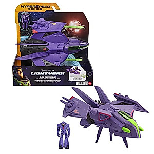 Mattel Lightyear Toys Hyperspeed Series Zurg Fighter Ship 9.25 Inches Long Authentic Detail, with Zurg Figure 2.25 Inches Tall, Fan Gift Ages 4 Years & Up
