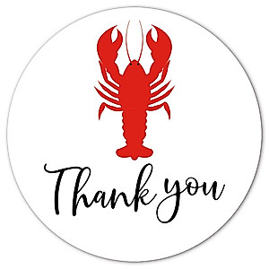 Lobster Thank You Stickers, 40-Pack 2" Crawfish Boil Birthday Party Labels, Decorations