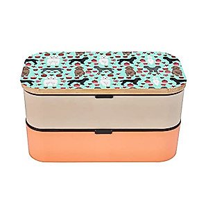 KOOLR Poodles Dogs Print Bento Box Adult Lunch Box With 2 Compartments Stackable For Work Picnic Leak Proof Bento Box