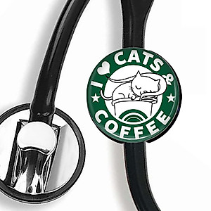 PAUJCXJ I Love Cat Stethoscope Tag,Steth ID Tag,Nurse Badge, black