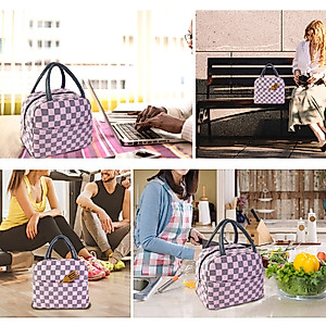 Mziart Cute Lunch Bag for Women Men, Aesthetic Lunch Bag Reusable Insulated Lunch Tote Bag Kawaii Lunch Box Container Waterproof Lunch Cooler Bag for Work Office Travel Picnic (Pink)