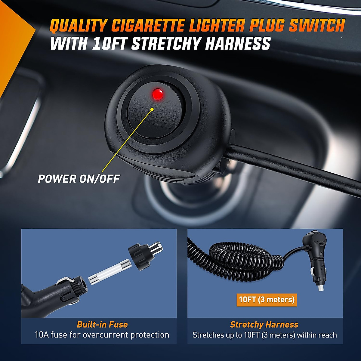 Nilight LED Light Bar 13.5 Inch Triple Row Cigarette Lighter Wiring Strong Magnetic Base Spot Flood Combo 96LEDs Fog Driving Work Roof Bumper Lights for Truck Tractor Golf Cart UTV