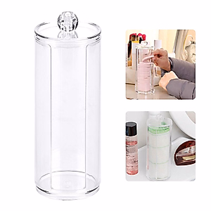 Cotton Rounds, Cotton Round Holder Transparent Round Acrylic Cotton Pad Storage Case Organizer, Puff Holder Container for Makeup Tool Cosmetic Kit