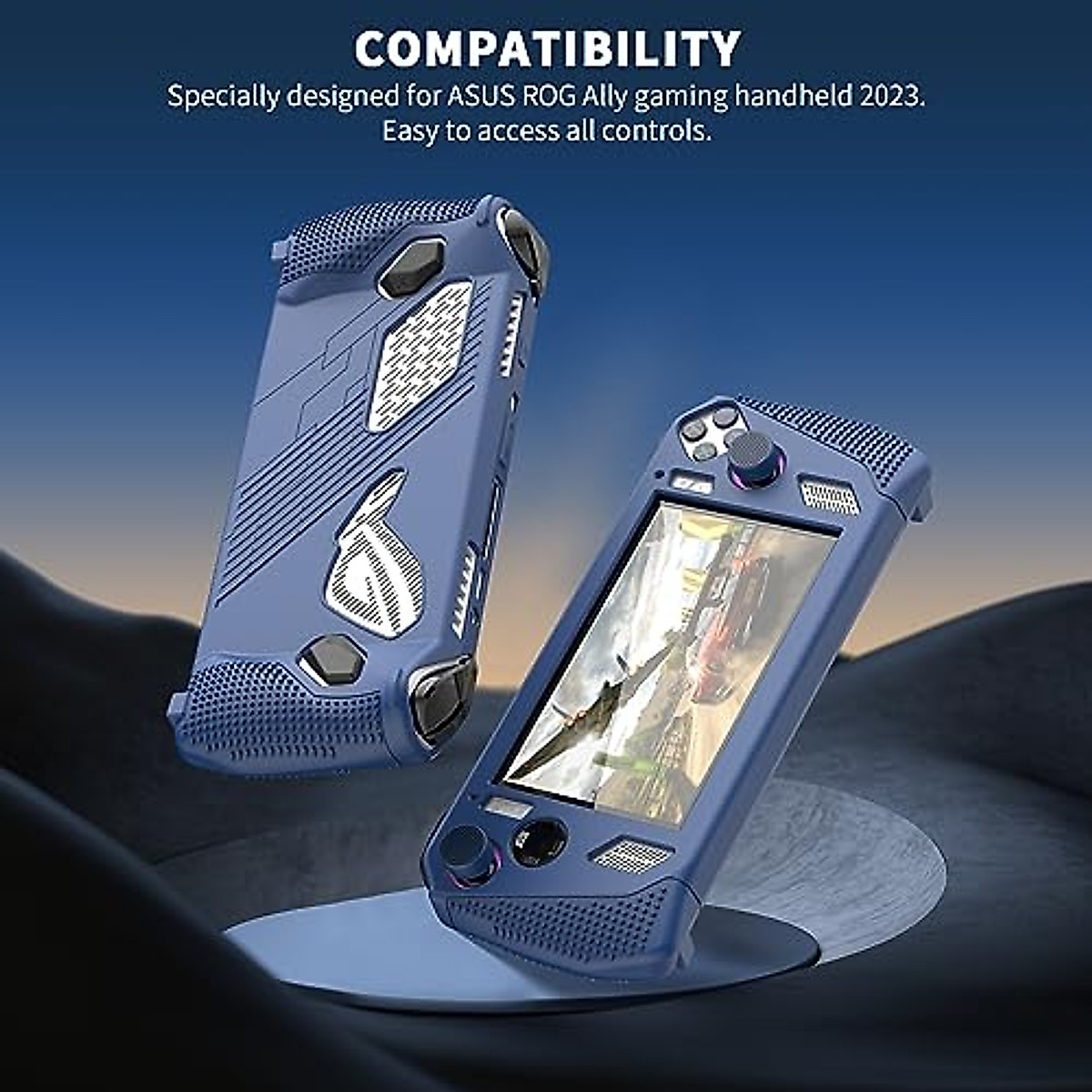 WOOPIT Silicone Case Compatible ASUS Rog Ally Gaming Handheld Console Protector,Anti-Scratch Drop-Proof Non-Slip Full Protective Rog Ally Case with 2 Pair Thumb Grips