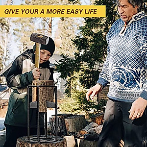 JAIVEOY Kindling Splitter, Wood Splitter 8.7 Inch Diameter Log Splitter with Poker & Cover, Manual Firewood Splitter for Outdoor Camping, for Men