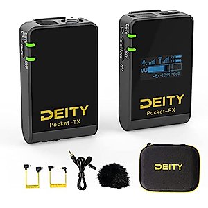 Deity Pocket Wireless Microphone System (Pocket TX + Pocket RX) OLED Display 3.5 mm Audio Input Compatible with DSLR Cameras, camcorders, Android Smartphones, Laptop, PC Black