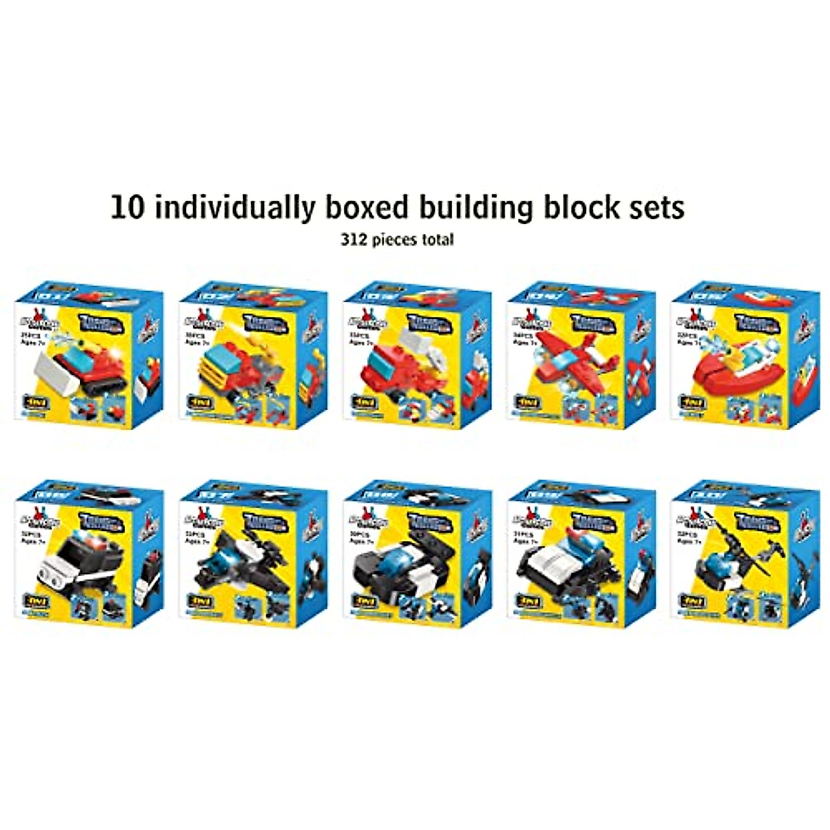 Apostrophe Games 10 SWAT and Fire Fighter Building Block Sets (312 Pieces Total) Ten Individually Boxed Toys for Party Favors, Goodie Bags, Stocking Stuffers