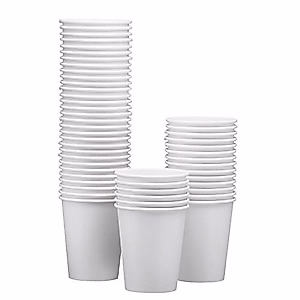 NYHI 200 Pack 8 oz White Paper Disposable Coffee Cups Hot Cold Beverage Drinking Cup for Water Juice Espresso Tea Ideal for Water Coolers Party