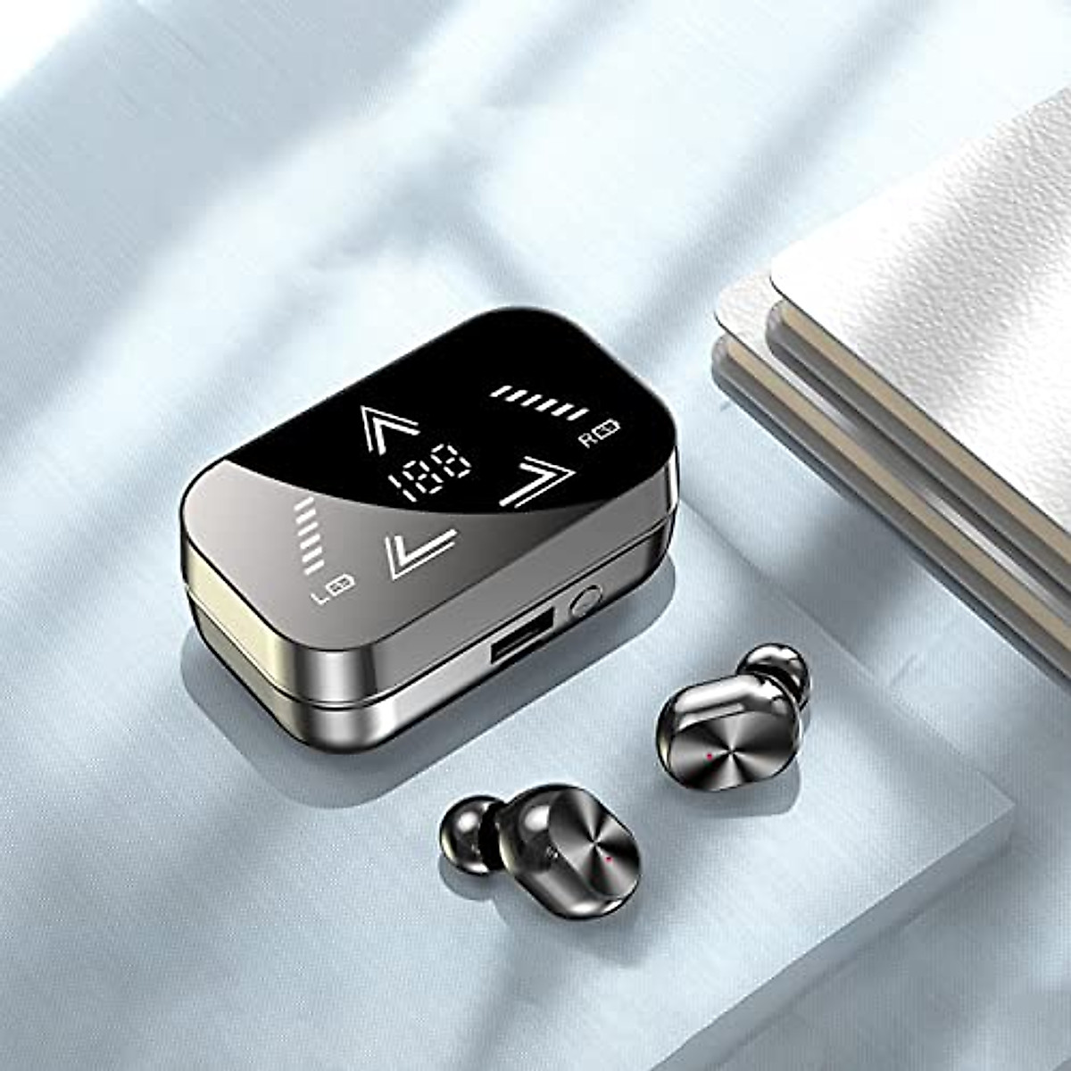 3500mA Digital Display Earbuds, Bluetooth 5.2 Earbuds, Touch-Control TWS-Headphones, with Living Waterproof, Low Latency, for Sports Working Music