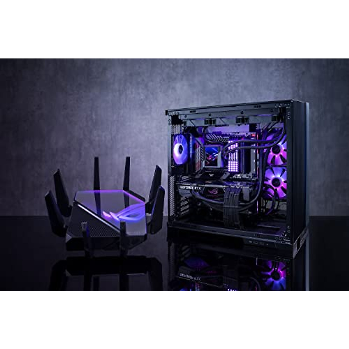 ASUS ROG Rapture GT-AXE16000 Quad-band WiFi 6E Extendable Gaming Router, 6GHz Band, Dual 10G Ports, 2.5G WAN Port, ASUS RangeBoost Plus, Triple-level Game Acceleration, VPN Fusion, AiMesh Compatible